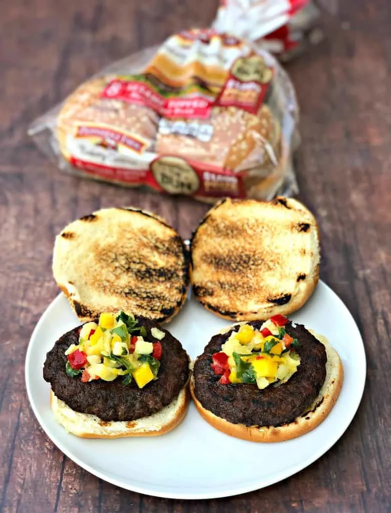 Juicy Grilled Burgers with Pineapple Tropical Salsa