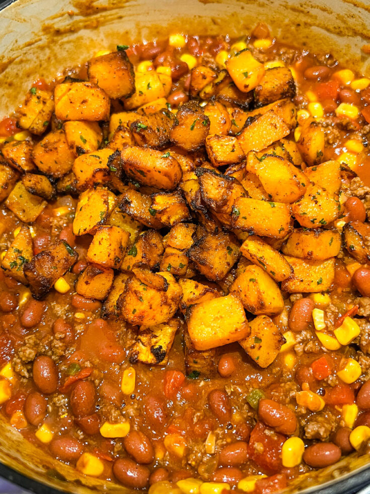Easy Butternut Squash Chili With Turkey or Beef