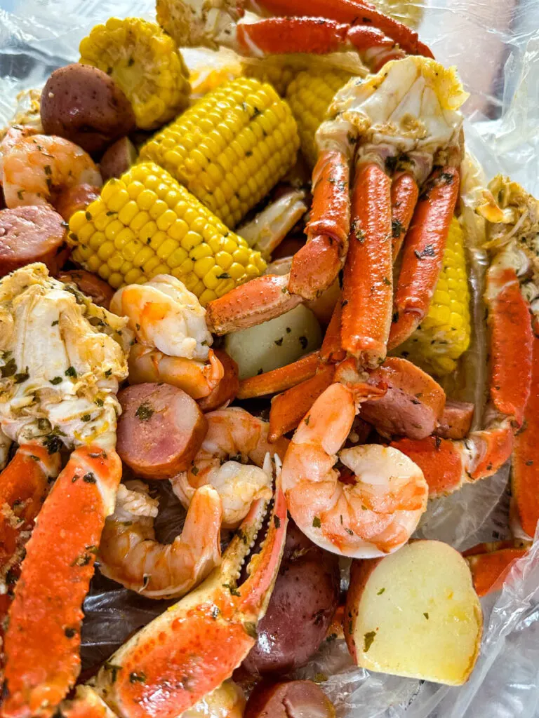 Seafood Boil in a Bag with Garlic Butter Sauce