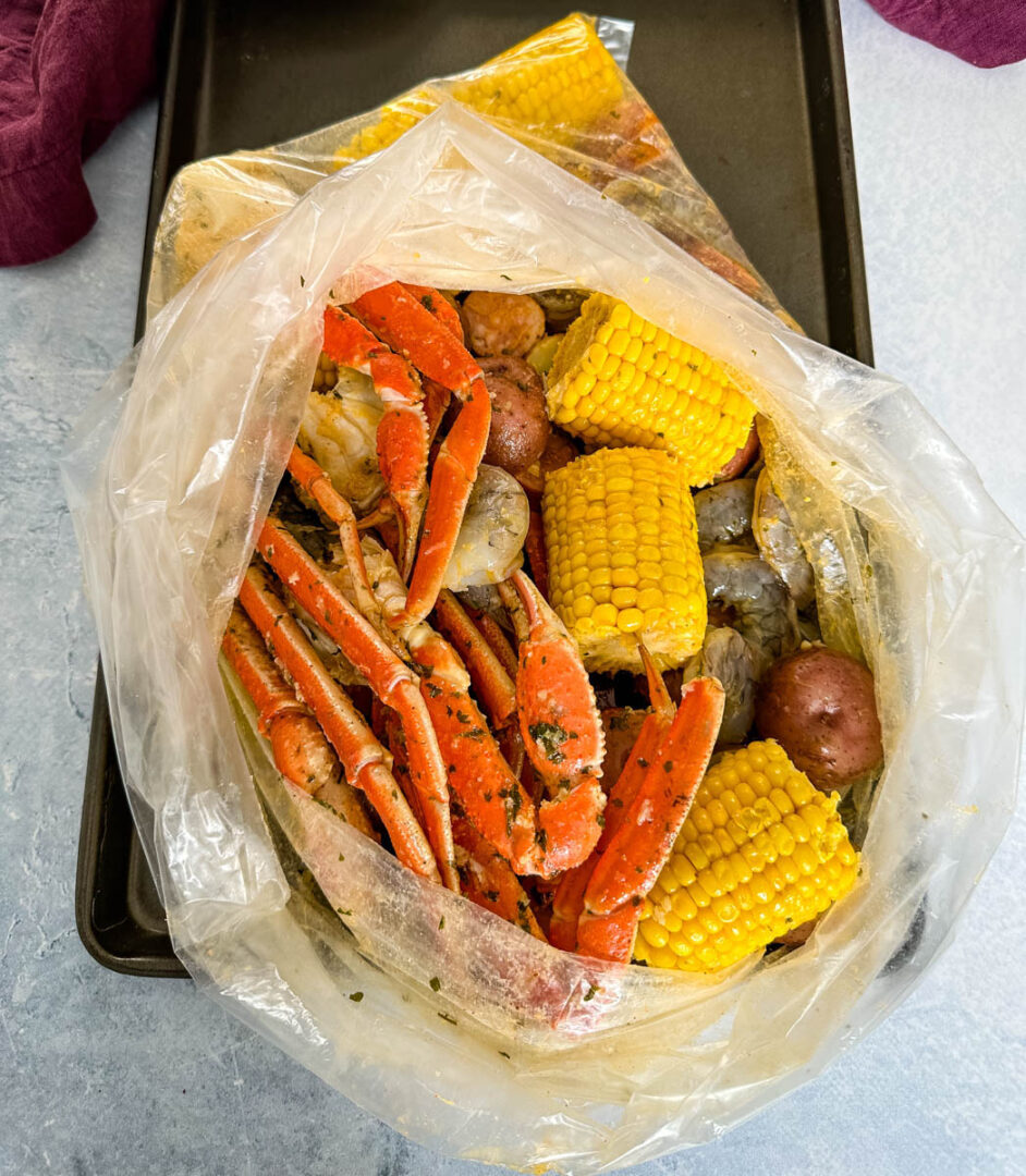 Seafood Boil in a Bag with Garlic Butter Sauce