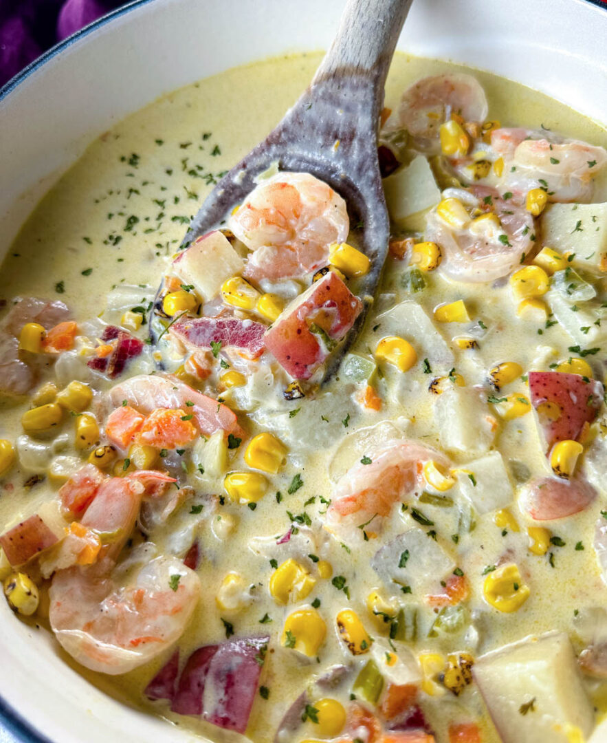 Shrimp, Bacon, and Corn Chowder with Potatoes
