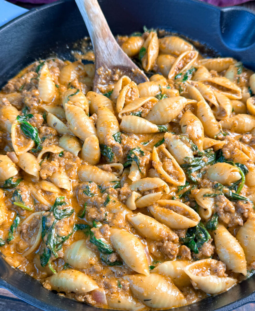Creamy Beef and Shells (High Protein Pasta)